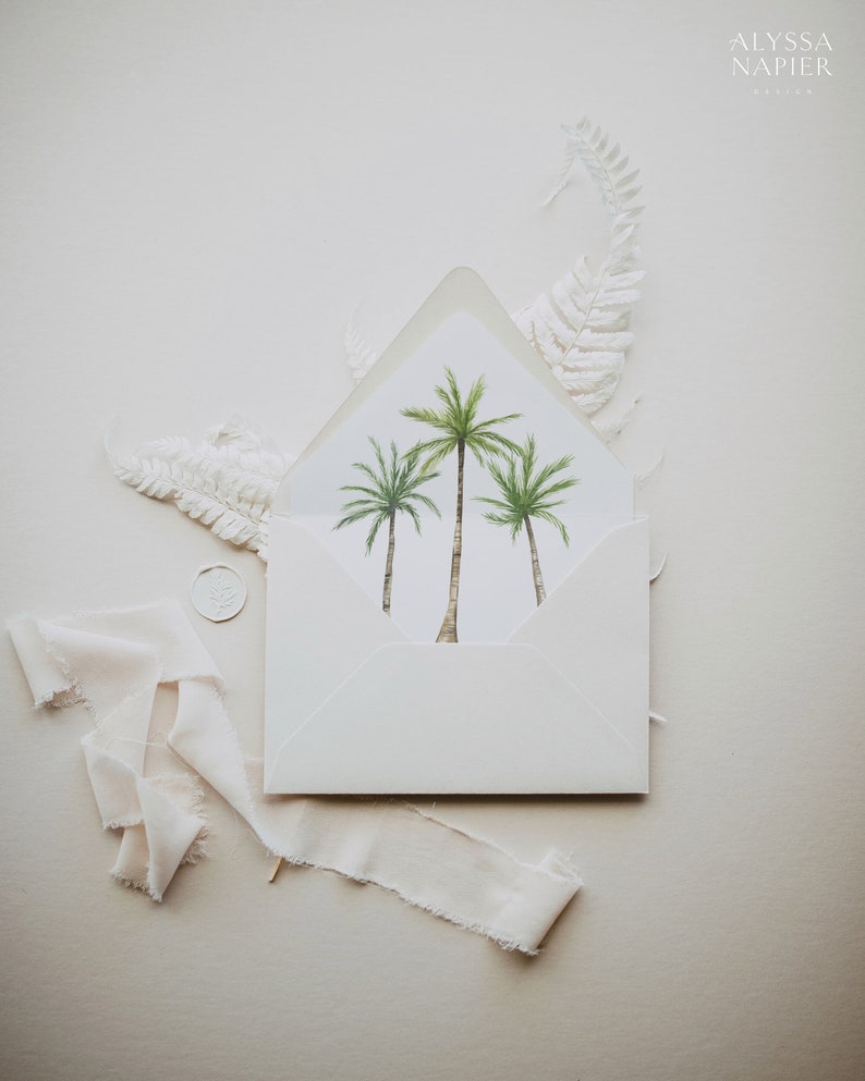 Palm Tree Envelope Liner Template Canva, Tropical Envelope Liner ...