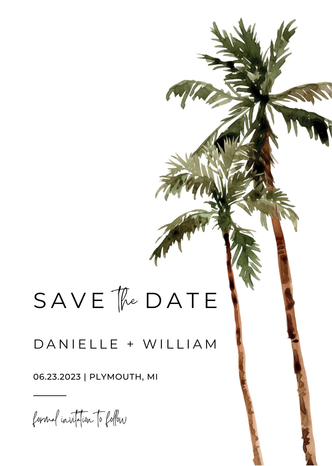 Palm Tree Save the Date Template Beach Wedding Save the Date | Etsy ...