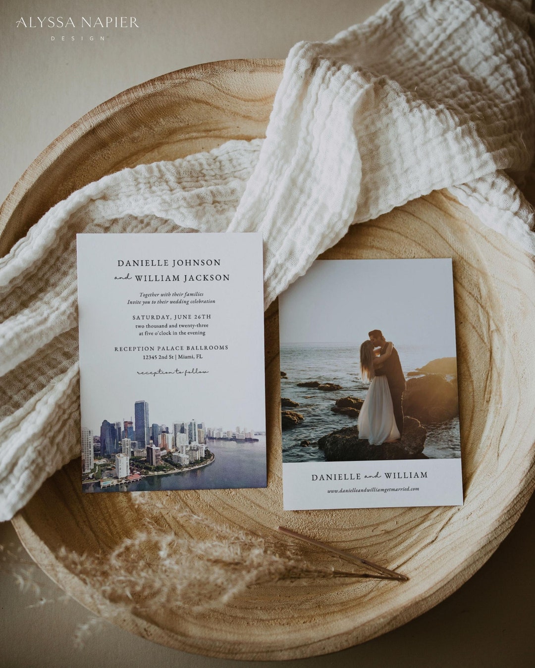 Florida Wedding Invitation Template, Miami Wedding Invitation Editable ...