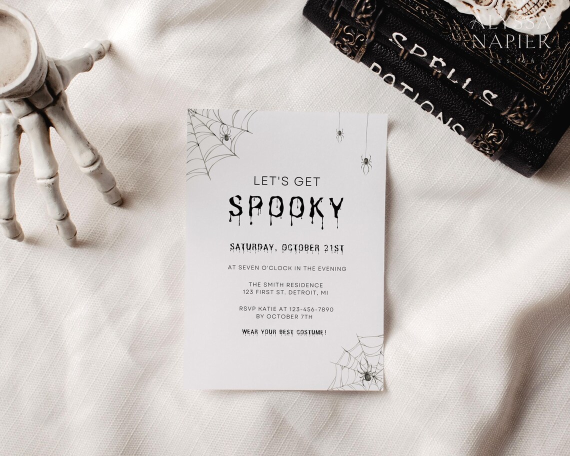 Spooky Halloween Invitation Template Minimalist Halloween - Etsy
