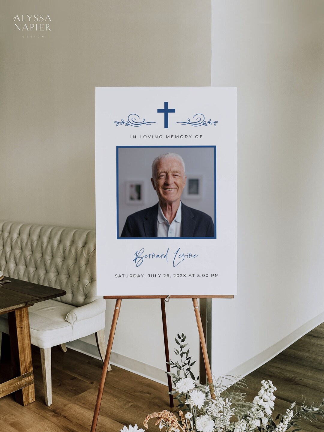 Religious Funeral Welcome Sign for Man, Cross Memorial Sign for Funeral ...