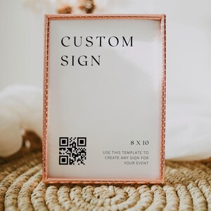 QR Code Sign Wedding, Custom Wedding Sign Template, Minimalist Wedding ...