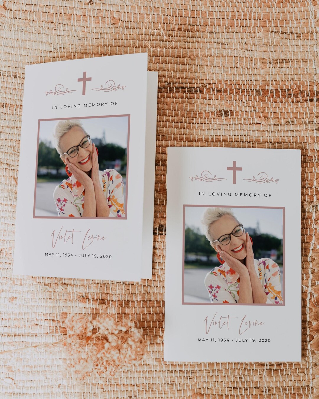 Religious Memorial Program Template Canva, Printable Funeral Program ...