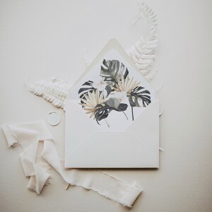 Monstera Leaf Envelope Liner Template Canva, Tropical Envelope Liner ...