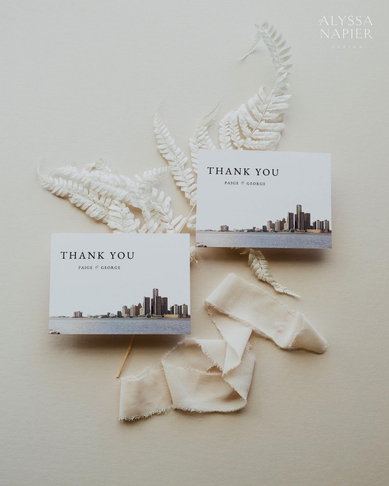 Detroit Wedding Thank You Card Template Printable Detroit - Etsy
