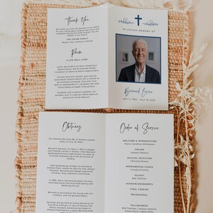 Printable Religious Funeral Program Template for Man, Cross Memorial ...