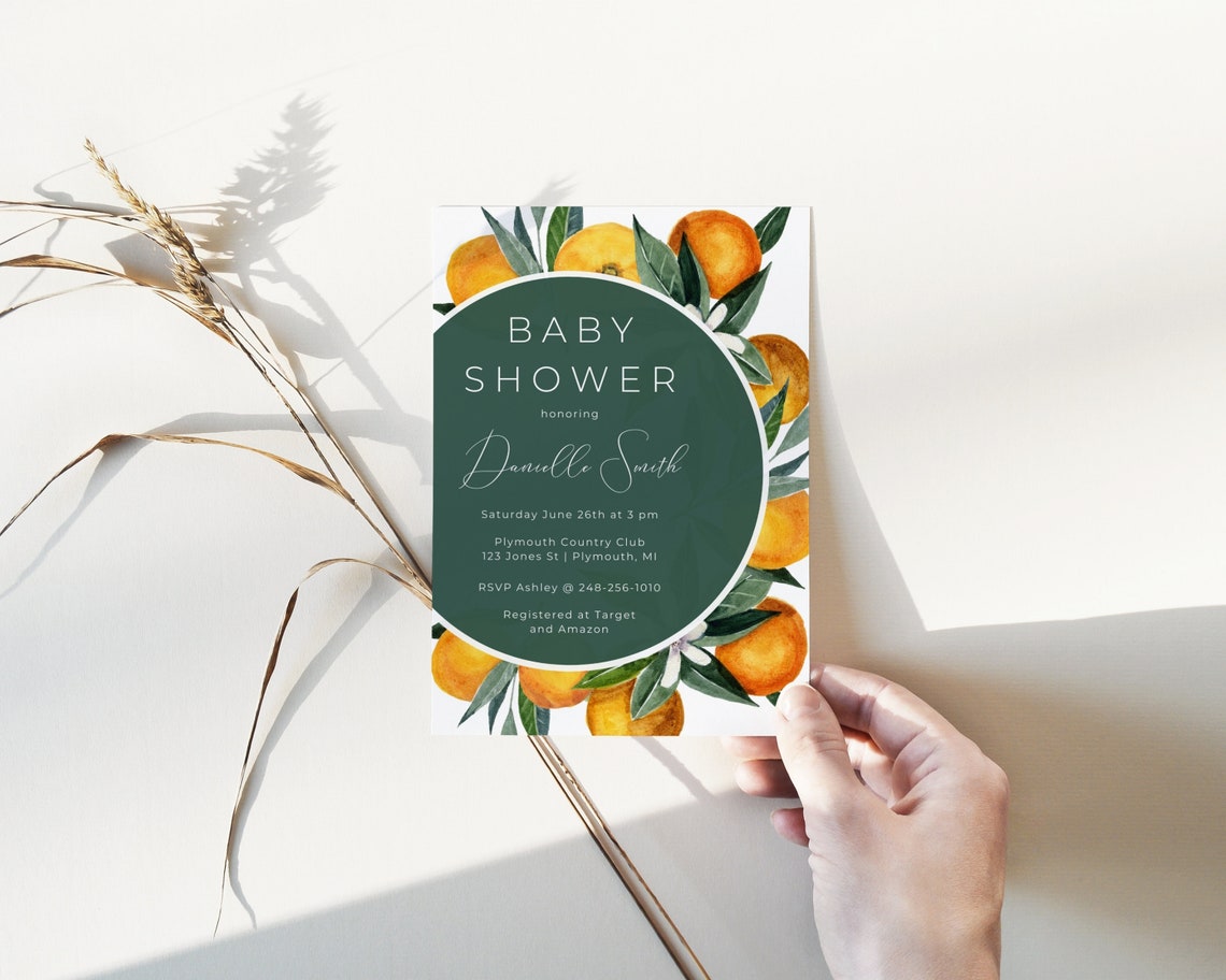 Citrus Baby Shower Invitation Template Tropical Summer Baby | Etsy