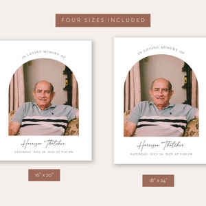 In Loving Memory Sign With Picture, Funeral Welcome Sign for Man ...