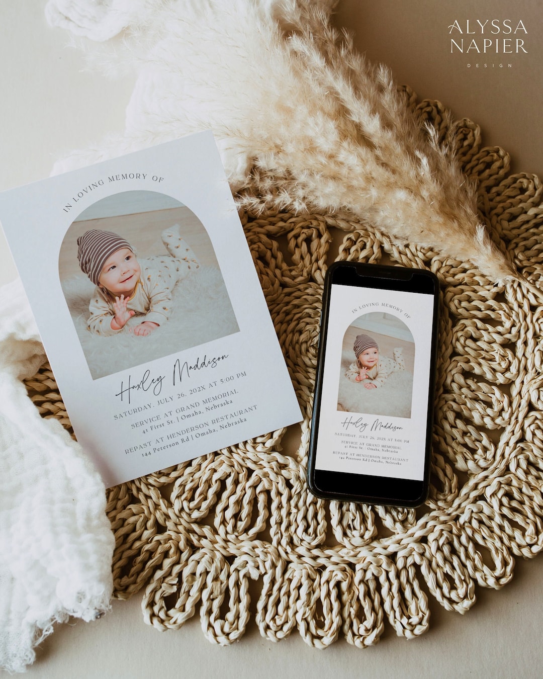 Baby Boy Funeral Invitation Template, Infant Funeral Service ...