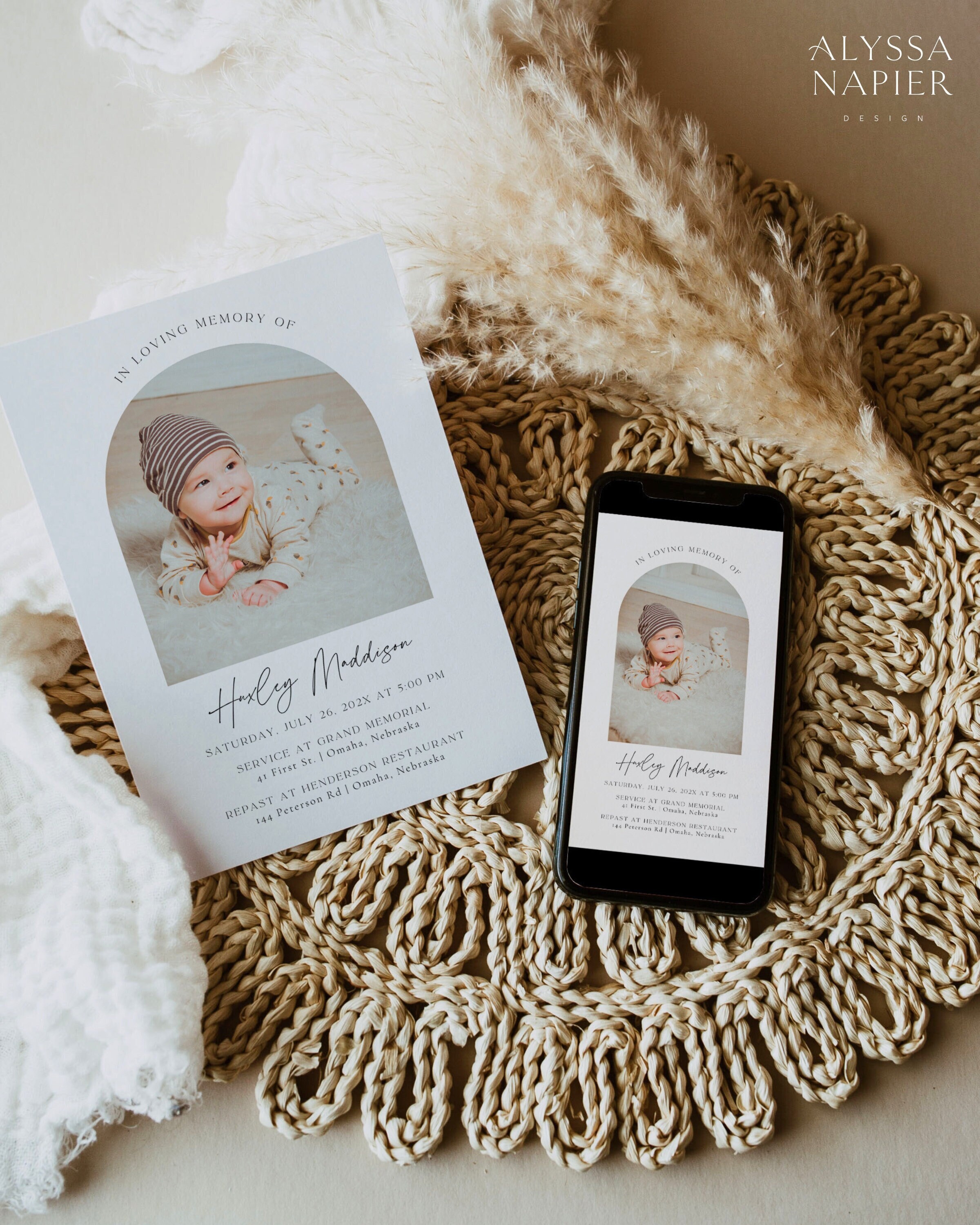 Baby Boy Funeral Invitation Template, Infant Funeral Service ...