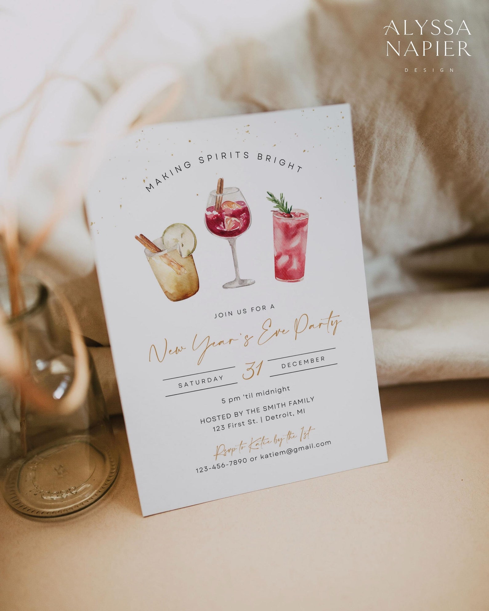 Making Spirits Bright Invitation Holiday Cocktail Party - Etsy