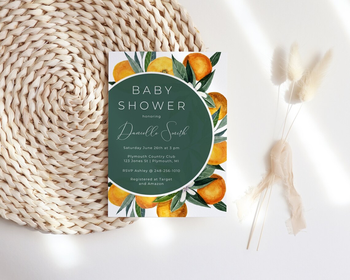 Citrus Baby Shower Invitation Template Tropical Summer Baby | Etsy