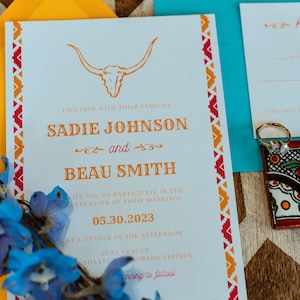 Colorful Southwestern Wedding Invitation Template, Retro Western ...