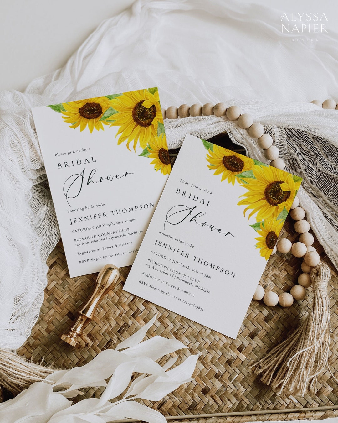 Personalized Sunflower Bridal Shower Invitation Digital Download ...