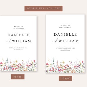 Spring Wildflower Wedding Sign, Spring Wedding Welcome Sign Template ...