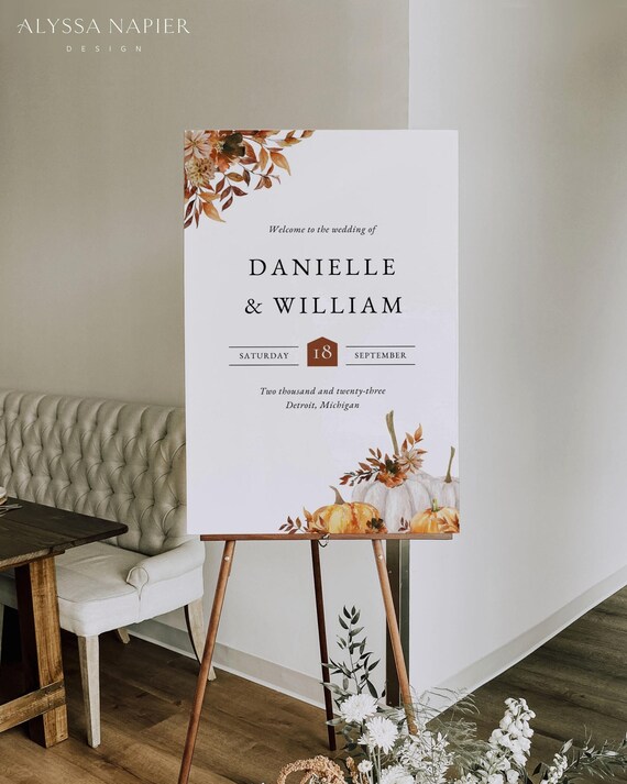 Autumn Wedding Welcome Sign Printable Fall Wedding Welcome | Etsy