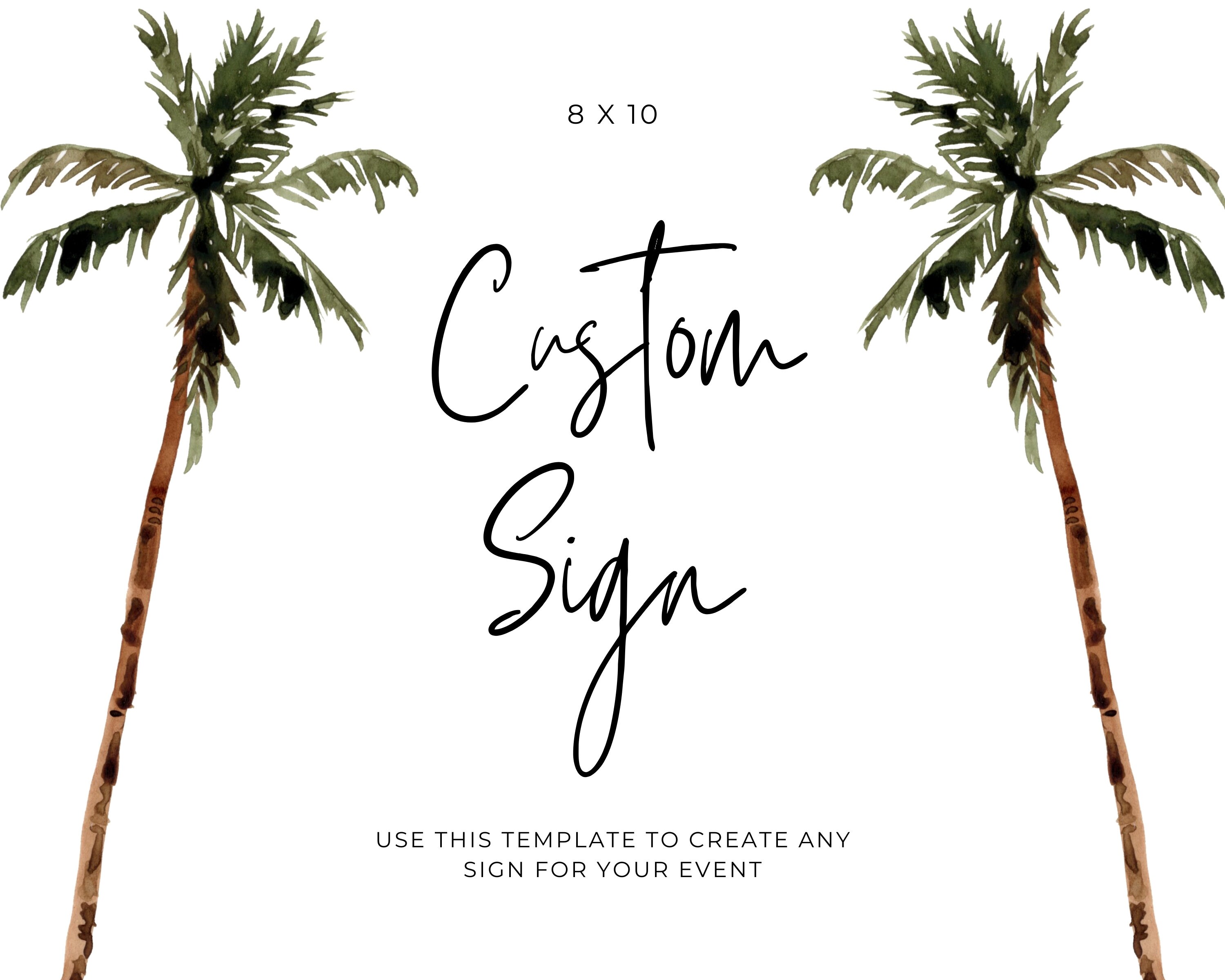 Palm Tree Wedding Sign Custom Editable Tropical Wedding Table | Etsy