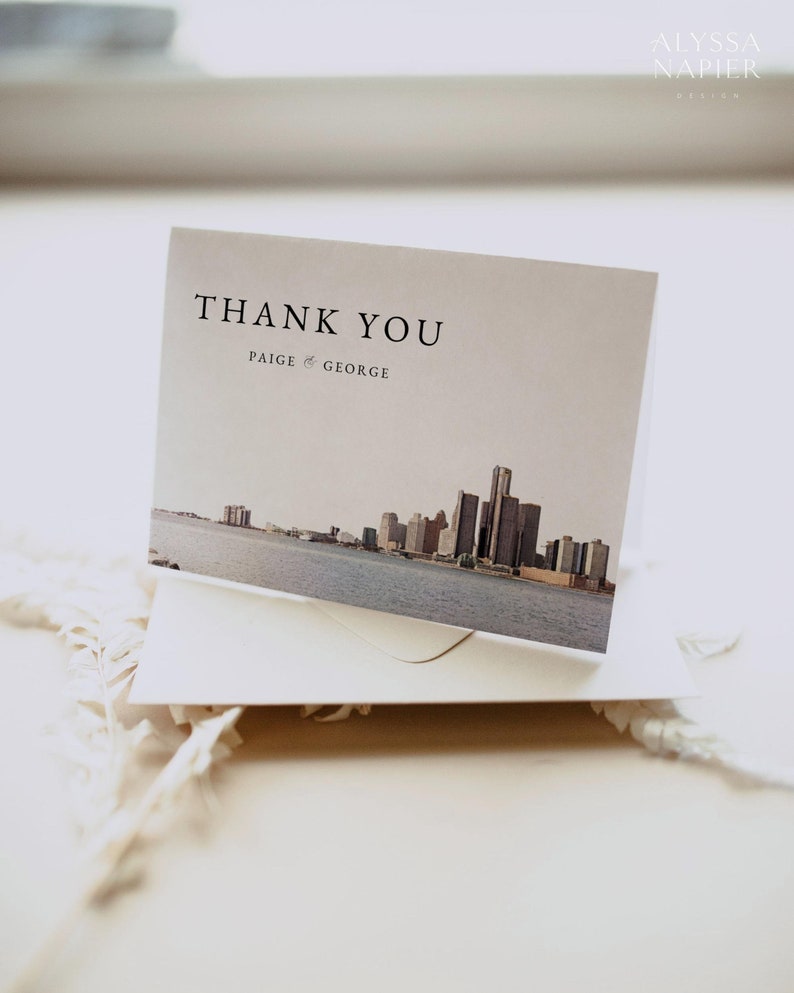 Detroit Wedding Thank You Card Template Printable Detroit - Etsy