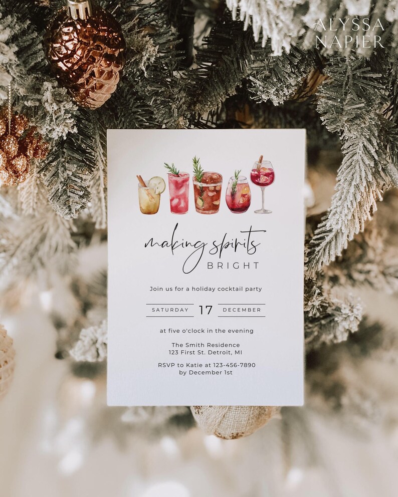 Holiday Cocktail Party Invitation Making Spirits Bright - Etsy