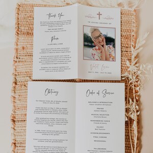 Religious Memorial Program Template Canva, Printable Funeral Program ...
