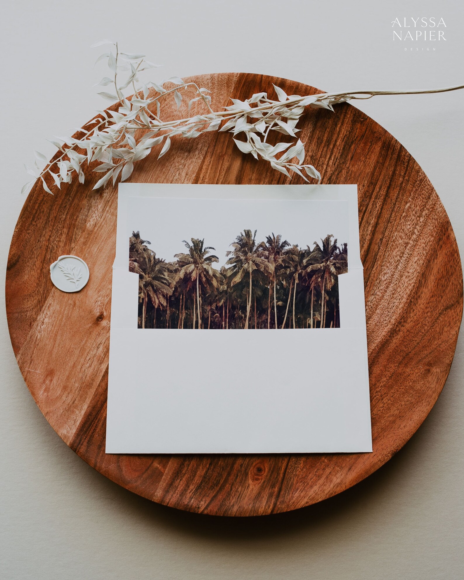 Tropical Palm Tree Wedding Envelope Liner Template Canva - Etsy