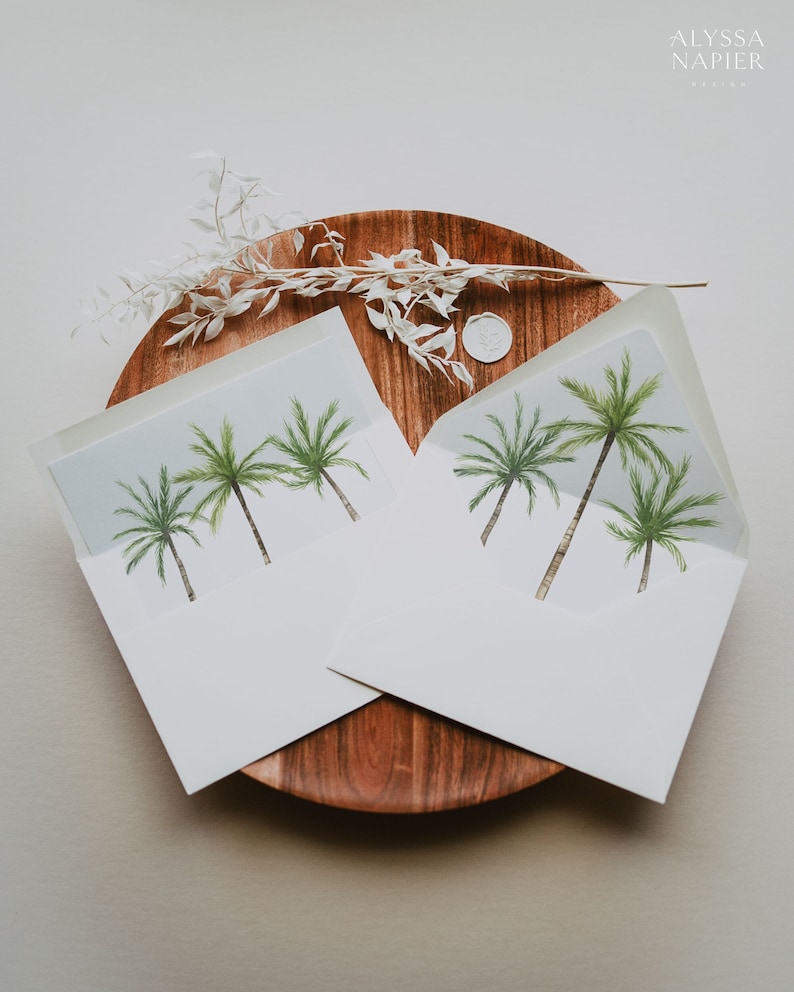 Palm Tree Envelope Liner Template Canva Tropical Envelope - Etsy