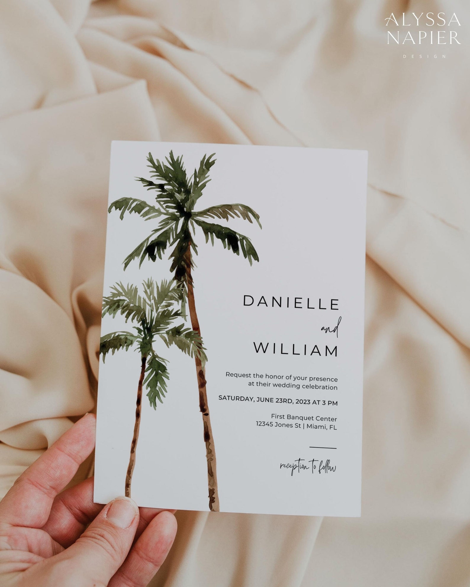 Palm Tree Wedding Invitation Suite Template Tropical Wedding - Etsy