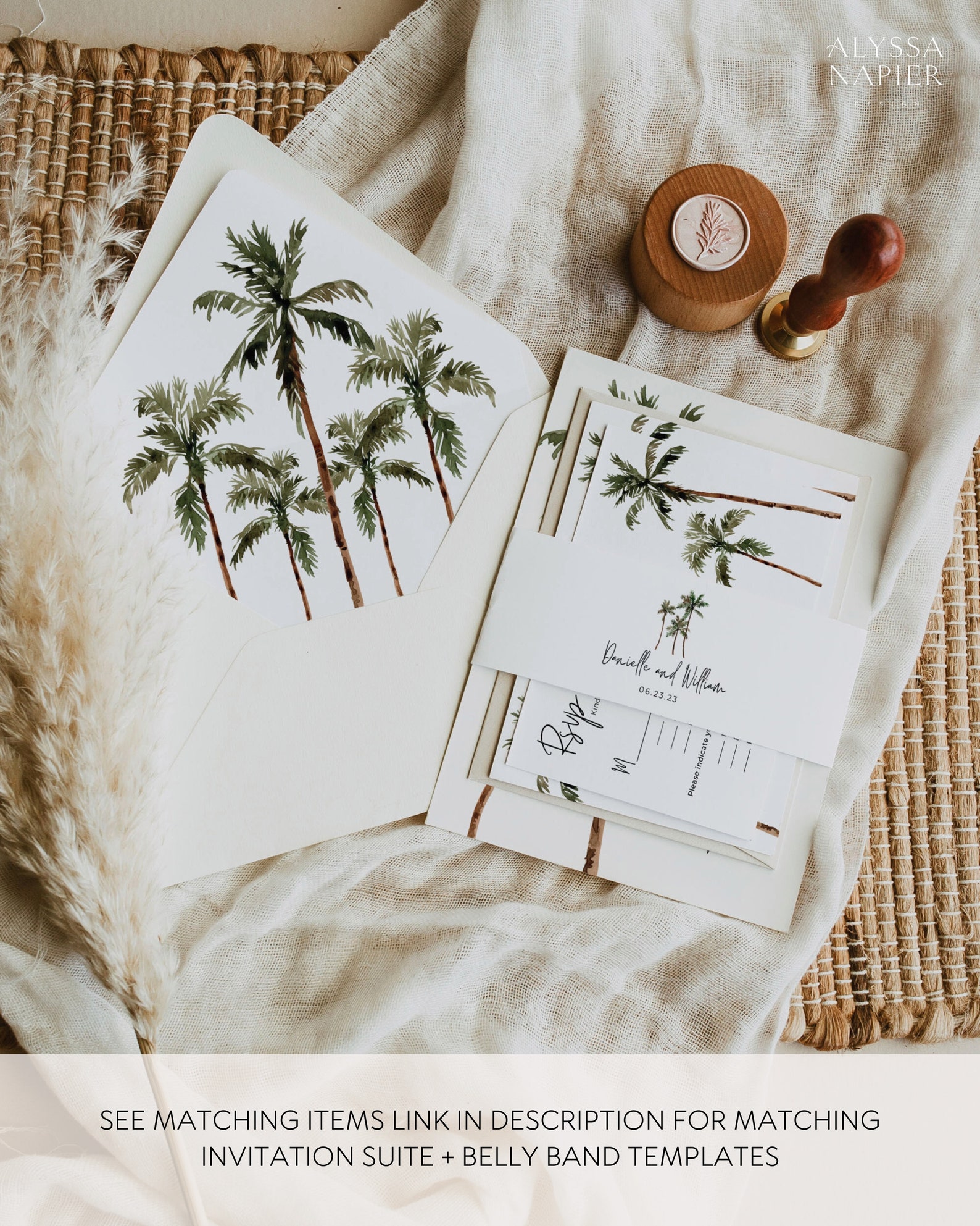 Palm Tree Envelope Liner Template, A7 Envelope Liner Template, RSVP ...