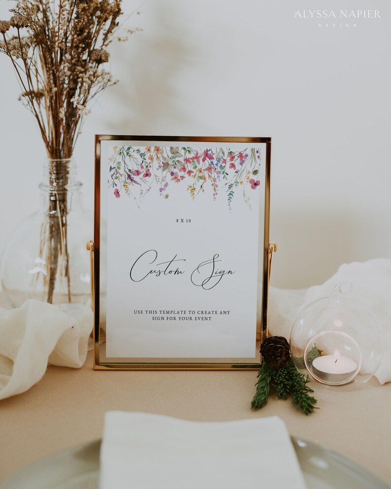 Wildflower Wedding Sign Digital Download, Spring Wedding Table Signs ...