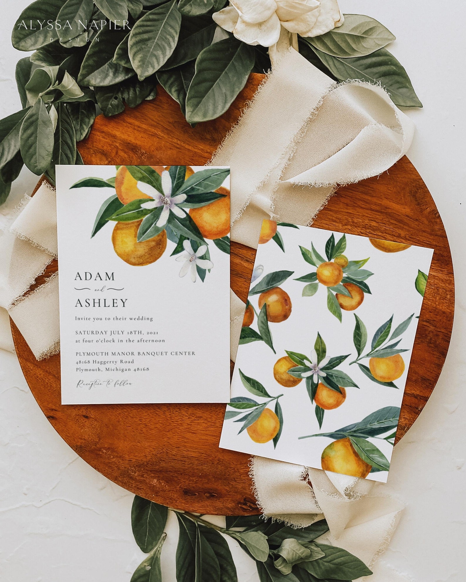 Citrus Wedding Invitation Download Orange Wedding Invitation - Etsy