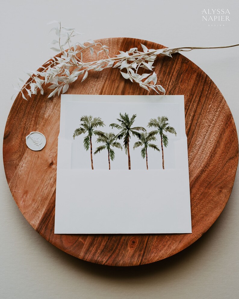 Palm Tree Envelope Liner Template, A7 Envelope Liner Template, RSVP ...