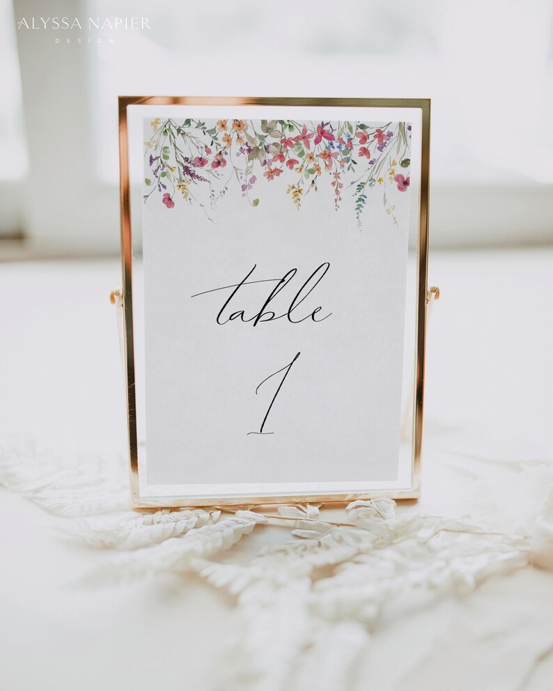 Wildflower Wedding Table Number Template Spring Floral Table - Etsy