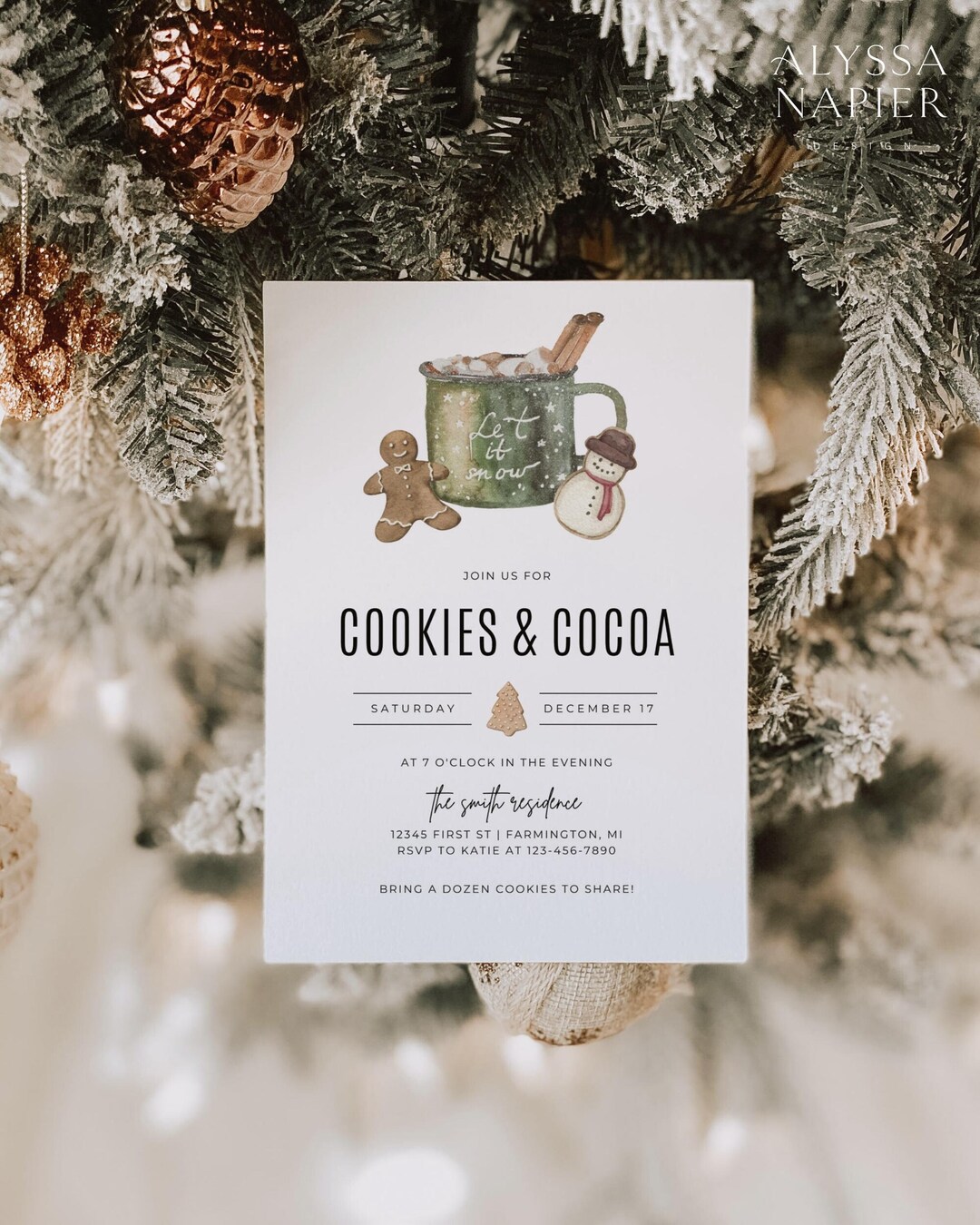 Christmas Cookie Party Invitation, Hot Cocoa Party, Cookies and Cocoa ...