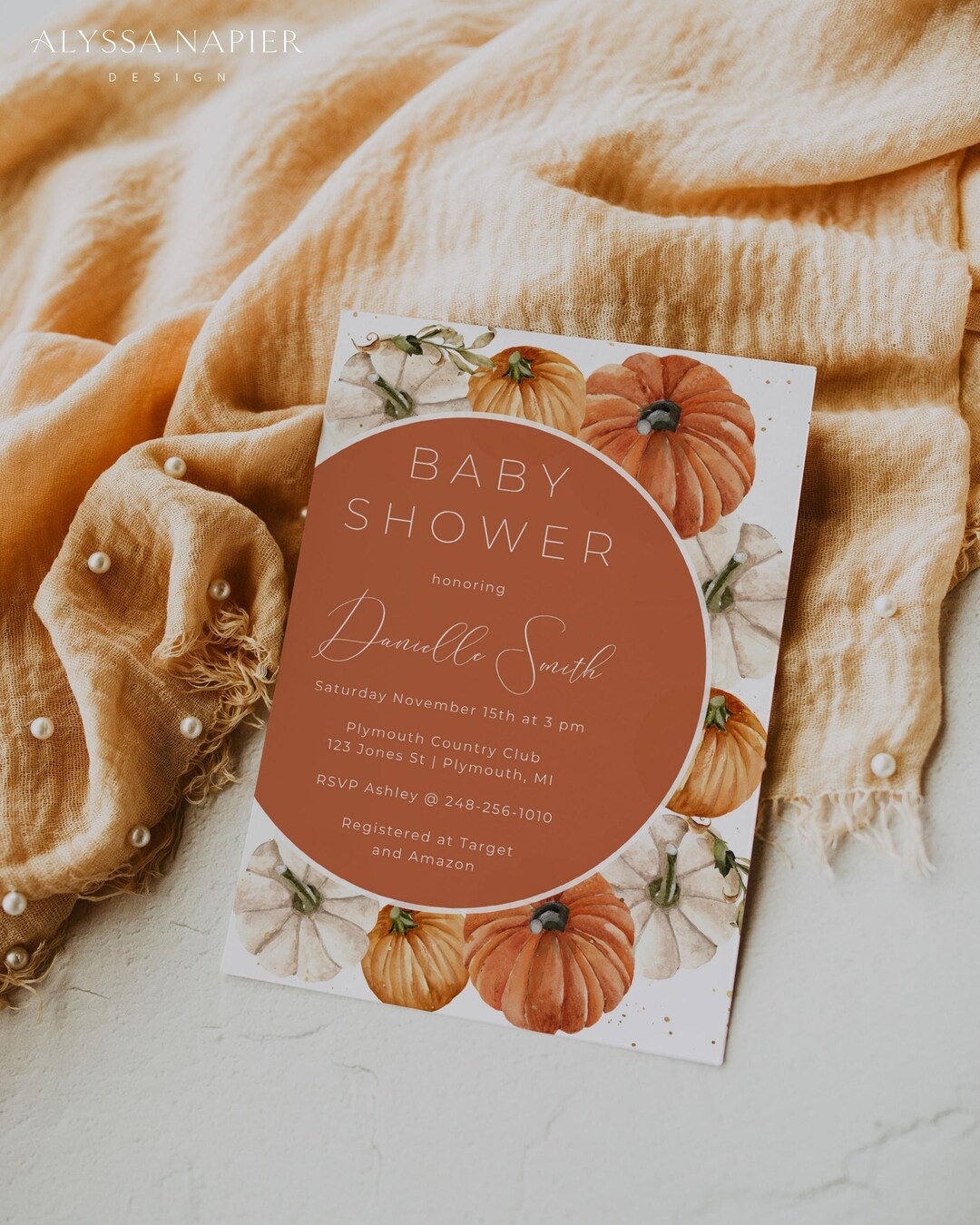 Fall Baby Shower Invitation Template Pumpkin Baby Shower - Etsy