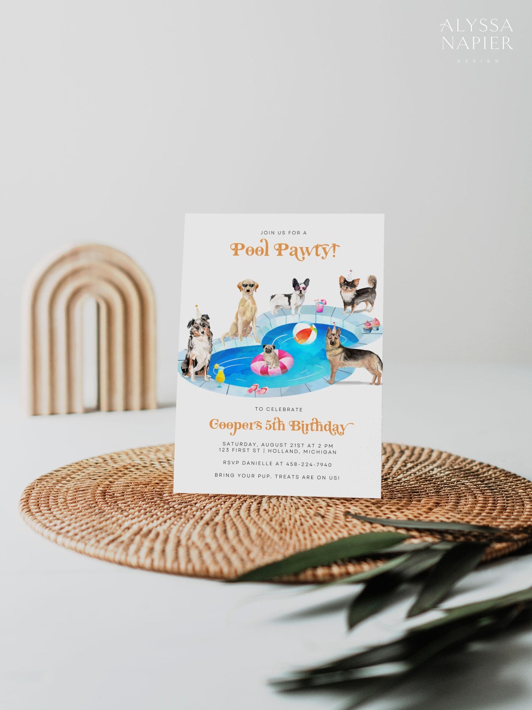 Dog Pool Party Invitation Canva Template, Pool Pawty Invitation Instant ...