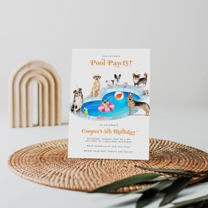 Dog Pool Party Invitation Canva Template, Pool Pawty Invitation Instant ...