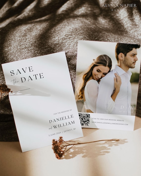 QR Code Save the Date Minimalist Save the Date Black and - Etsy