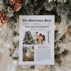 Christmas Newsletter Template Editable, Year in Review Christmas Card ...