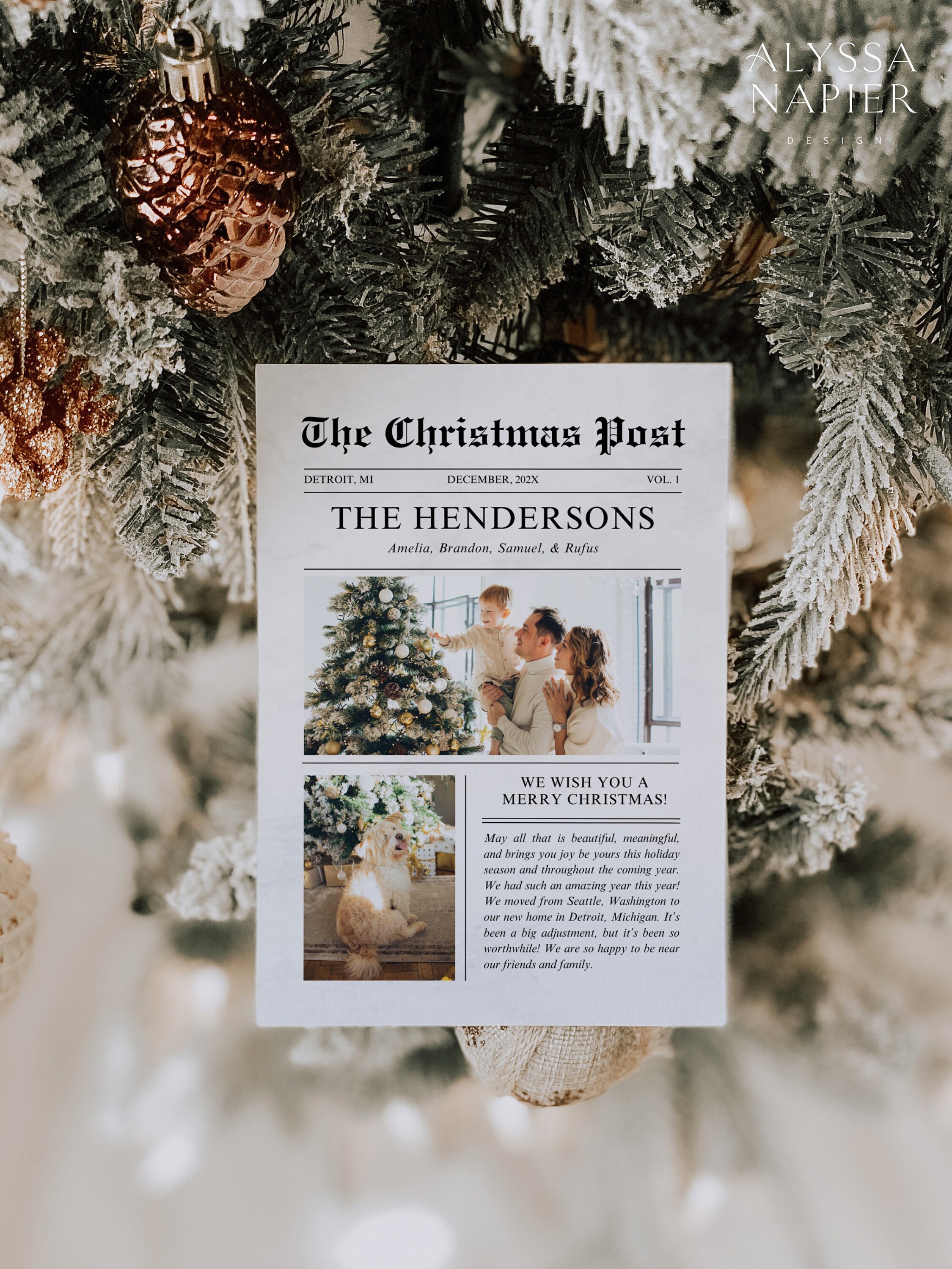 Christmas Newsletter Template Editable, Year in Review Christmas Card ...