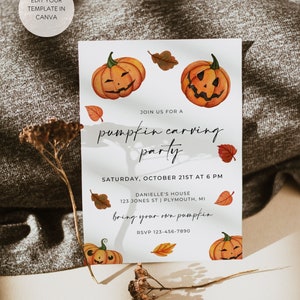Halloween Party Invitation Pumpkin, Editable Halloween Pumpkin Carving ...
