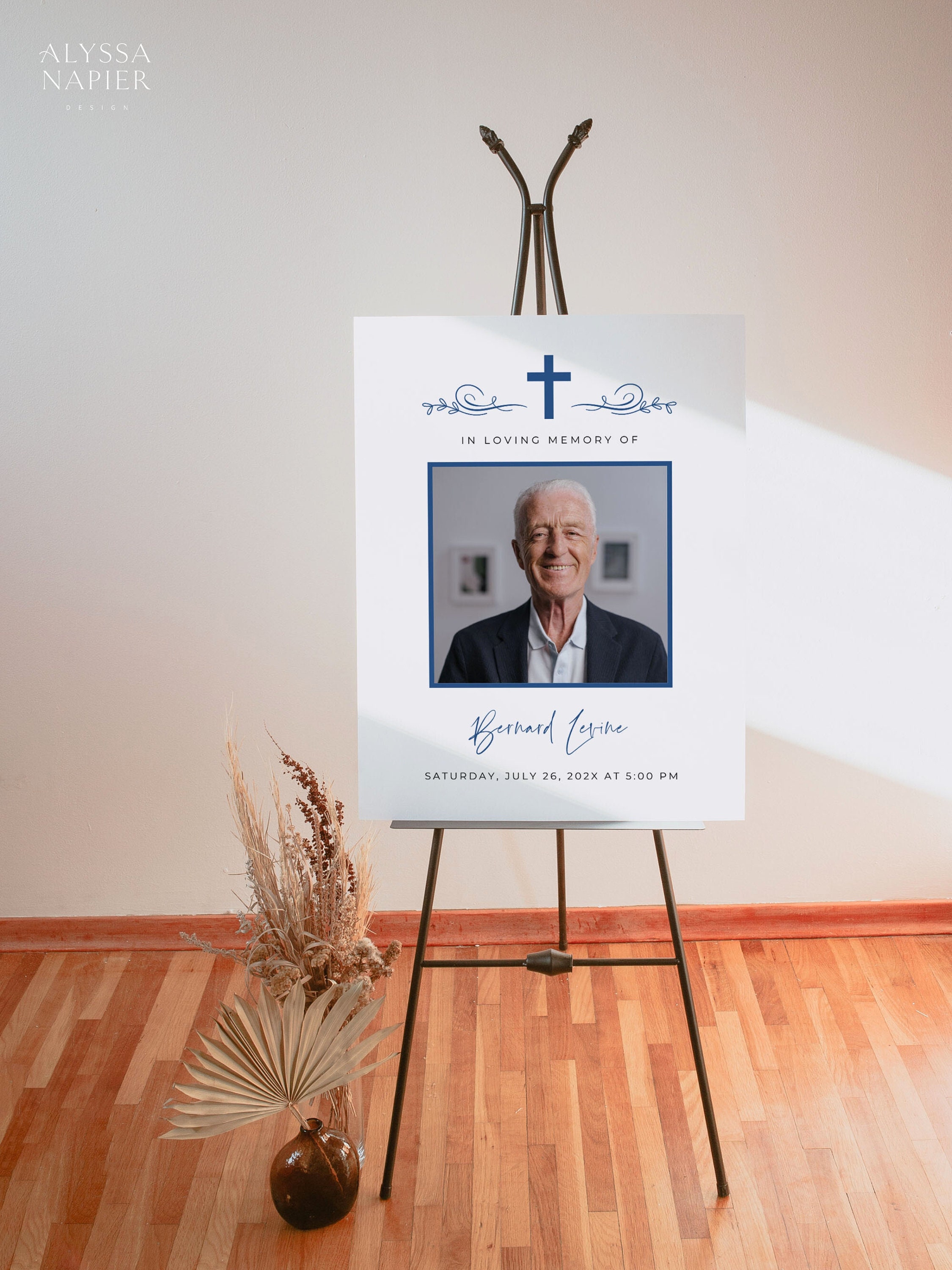 Religious Funeral Welcome Sign for Man, Cross Memorial Sign for Funeral ...