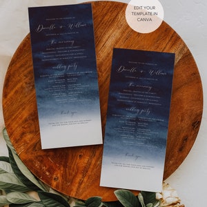 Navy Blue Wedding Program Template, Personalized Wedding Ceremony ...