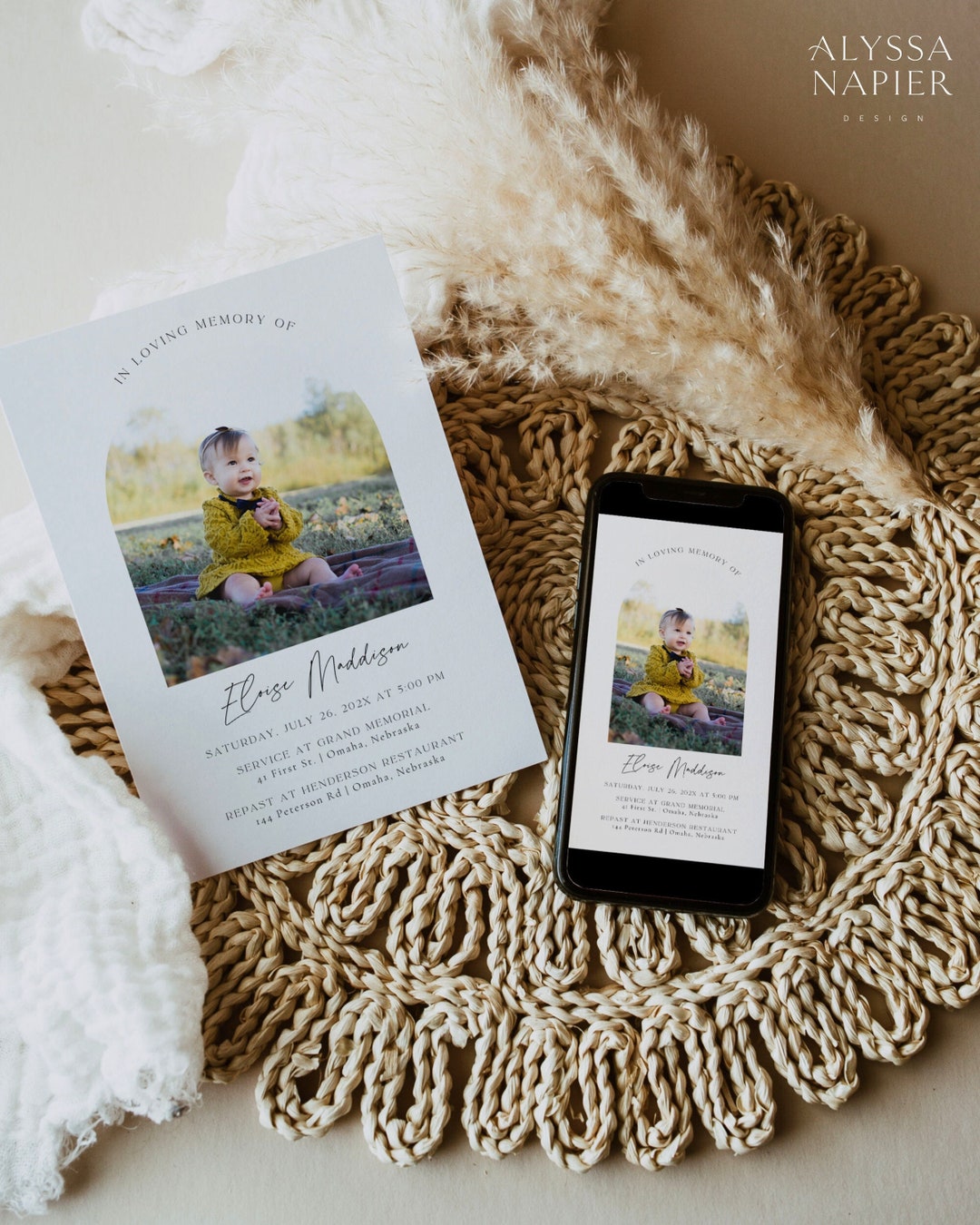 Baby Funeral Announcement, in Loving Memory Funeral Invitation Template ...