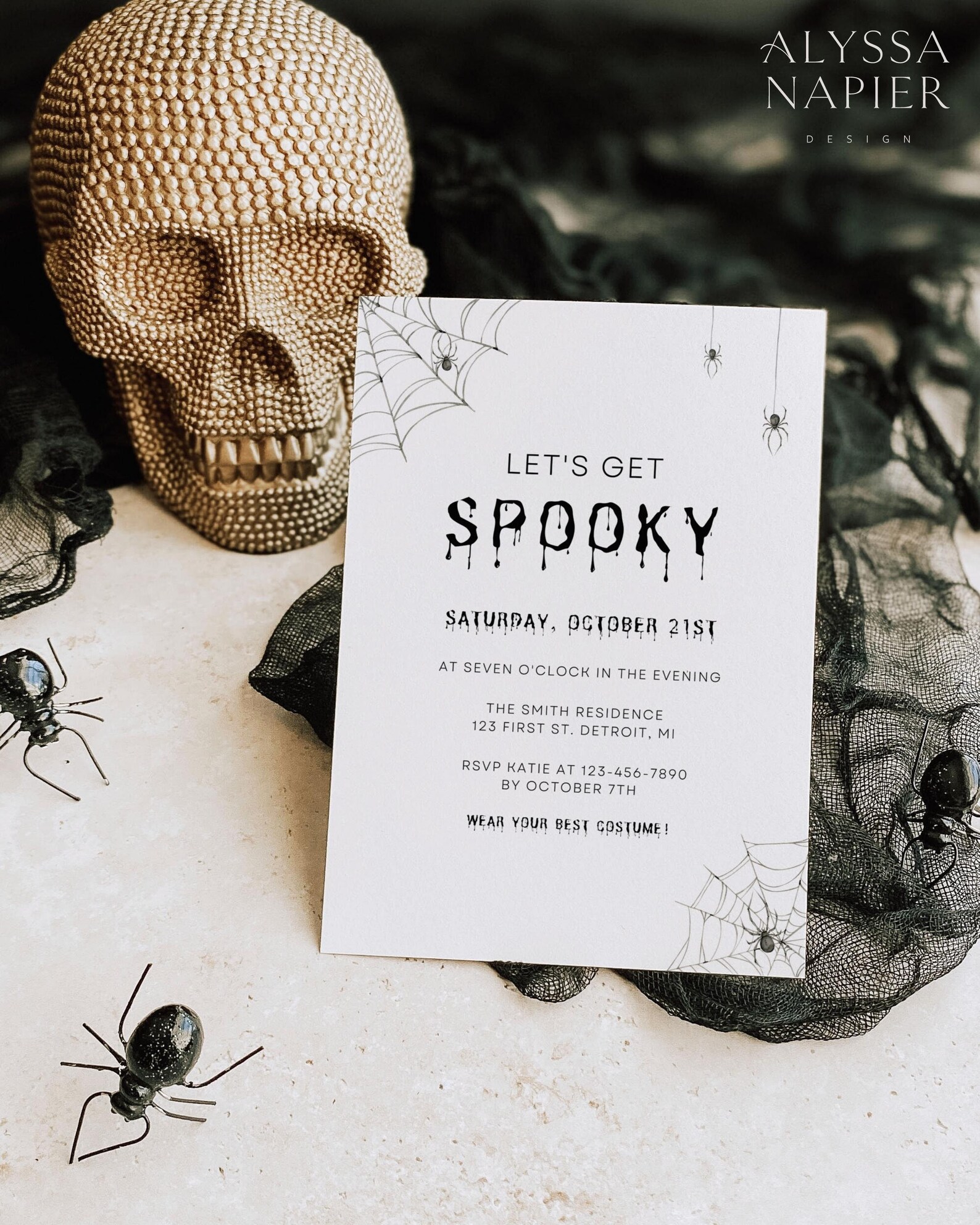 Spooky Halloween Invitation Template Minimalist Halloween - Etsy