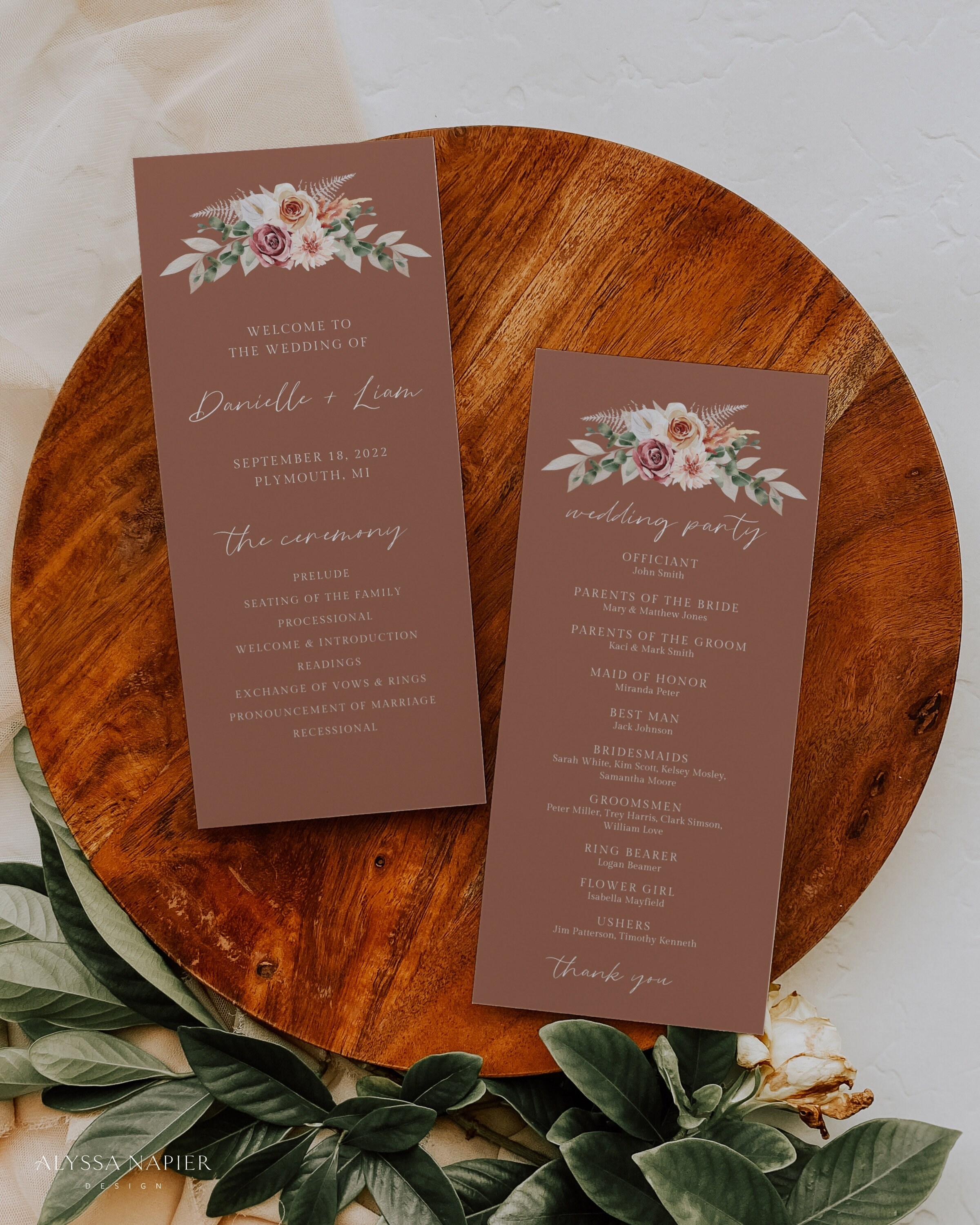 Boho Wedding Program Template Download Bohemian Wedding | Etsy