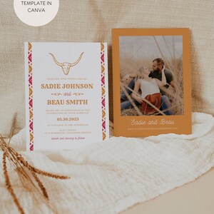 Colorful Southwestern Wedding Invitation Template Canva, Ranch Wedding ...
