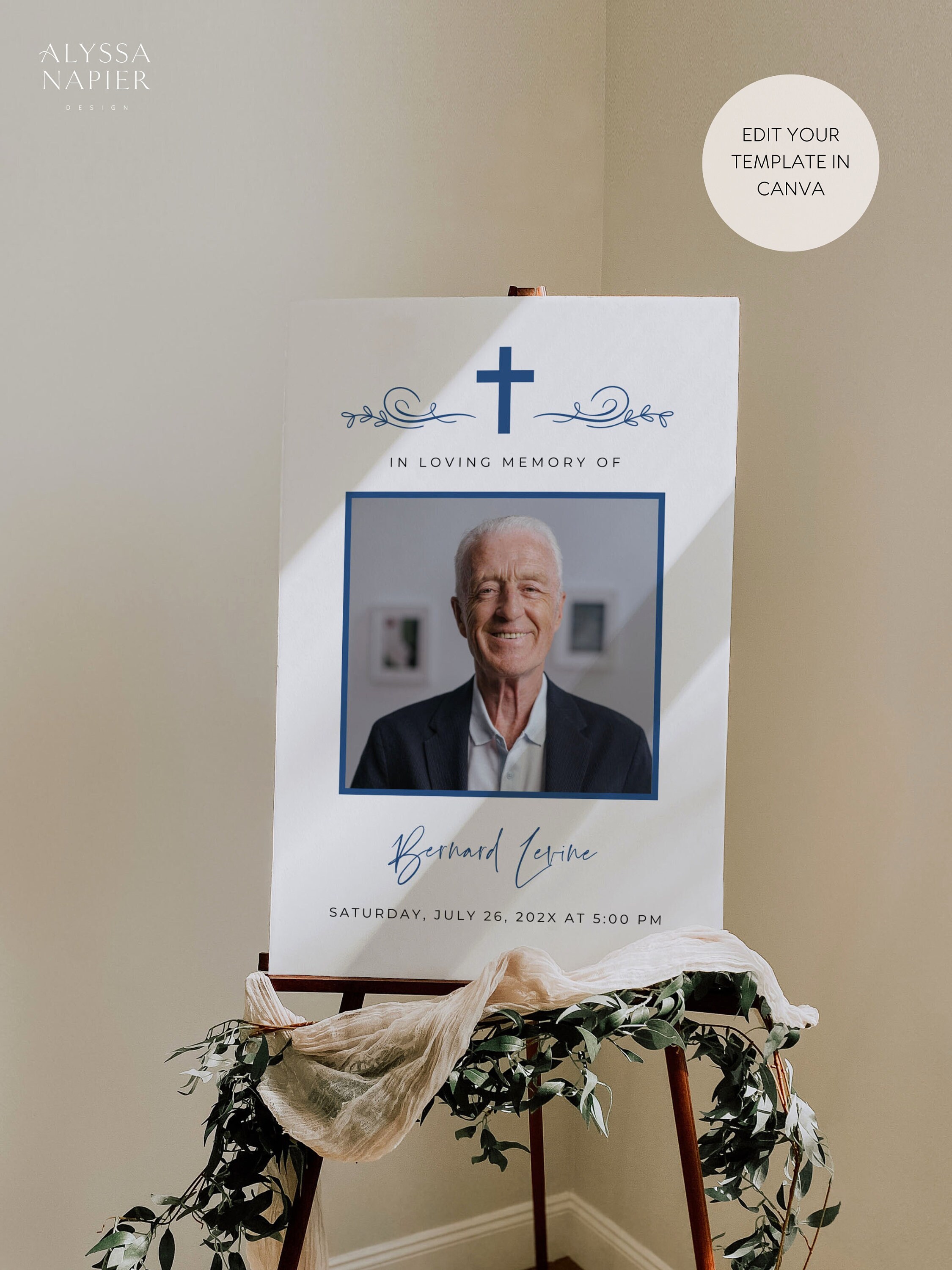 Religious Funeral Welcome Sign for Man, Cross Memorial Sign for Funeral ...