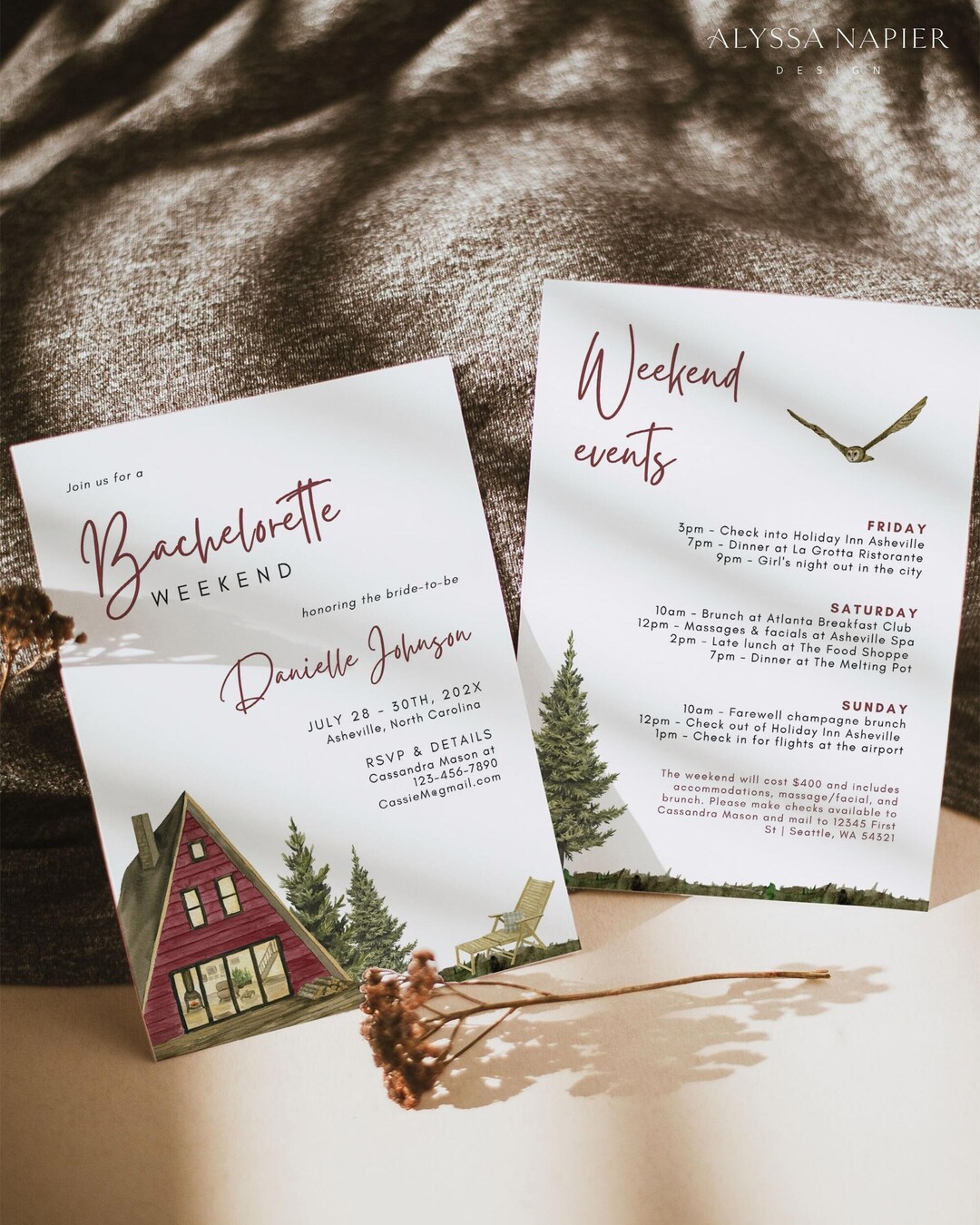 Cabin Bachelorette Party Invitation Digital Asheville - Etsy