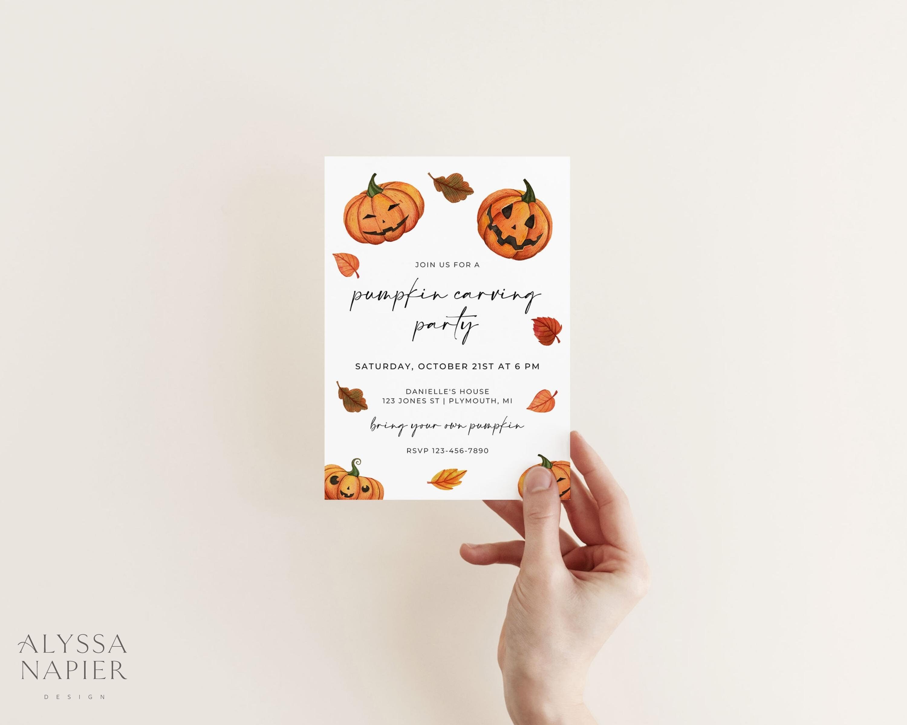 Halloween Party Invitation Pumpkin, Editable Halloween Pumpkin Carving ...