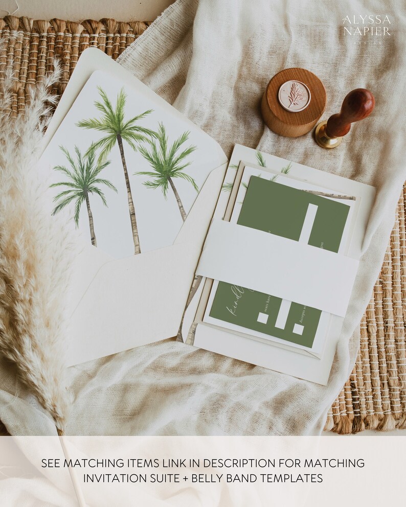 Palm Tree Envelope Liner Template Canva Tropical Envelope - Etsy